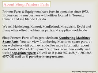 Buy Numbering Machine Spare Parts at Shop.PrintersParts.com