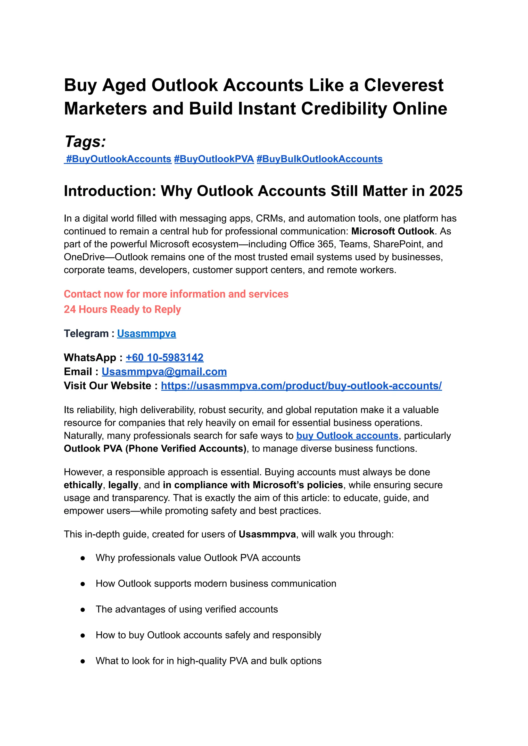 Buy Aged Outlook Accounts Like a Cleverest Marketers and Build Instant ...