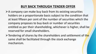 Buy Back of Securities - Mehta & Mehta | PPTX