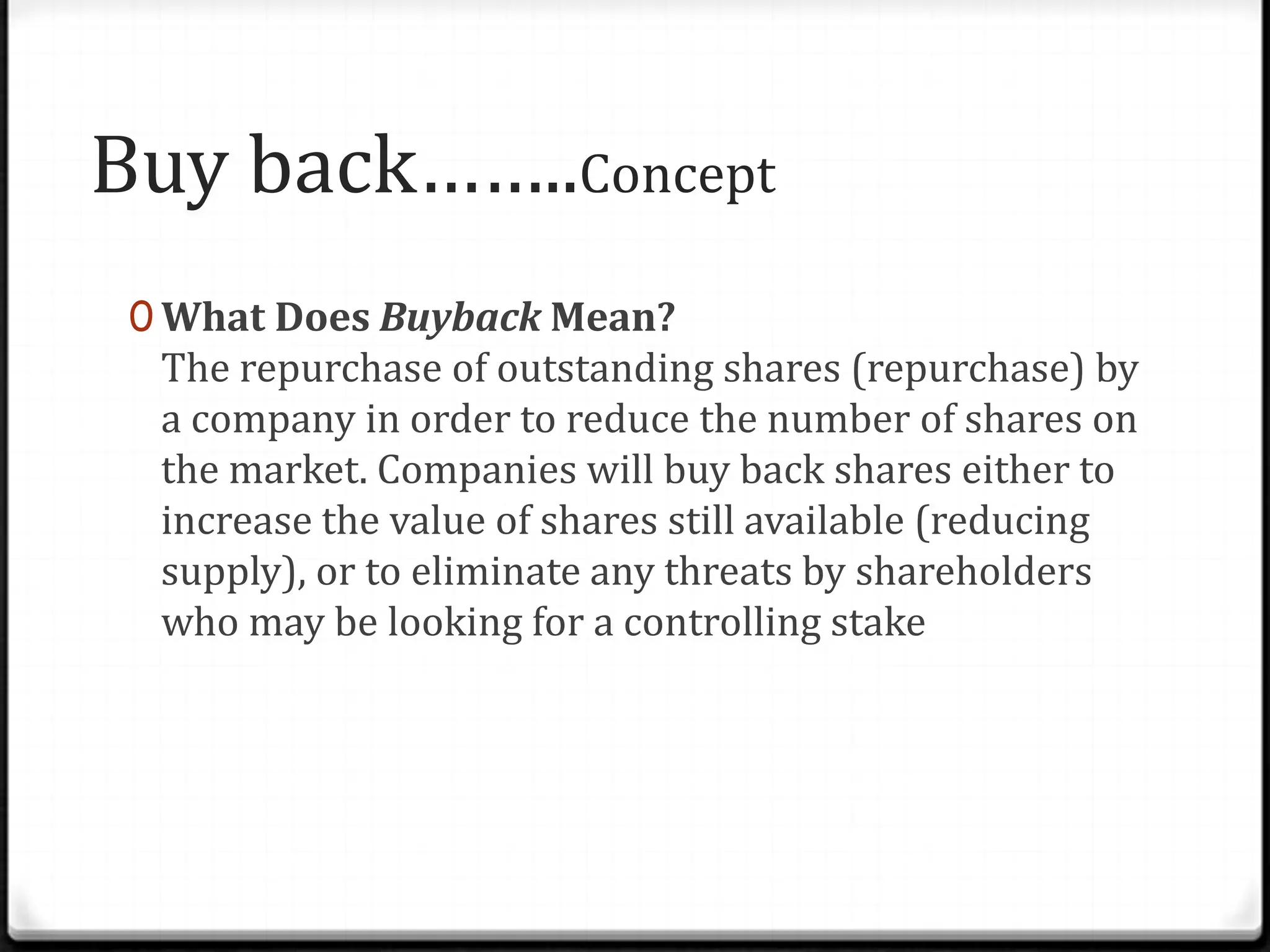 Buy back of shares | PPTX