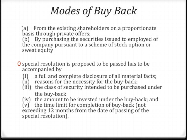 Buy back of shares | PPT