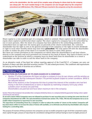 Buy bak of equity shares | PDF