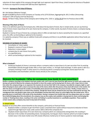 Buy bak of equity shares | PDF