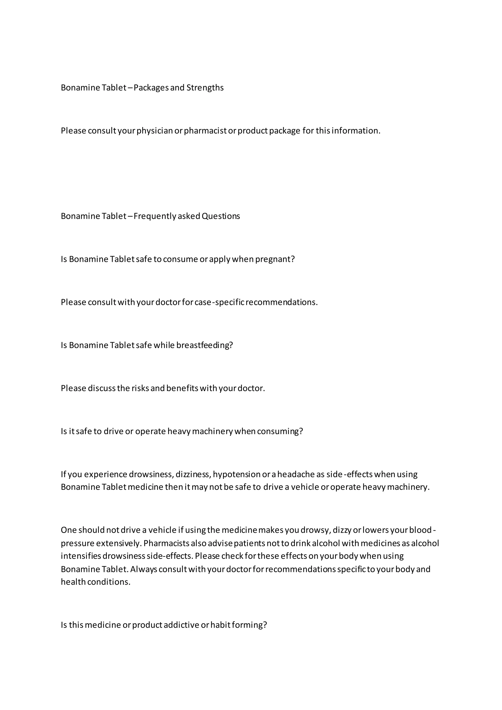 Buy bonamine tablet | PDF