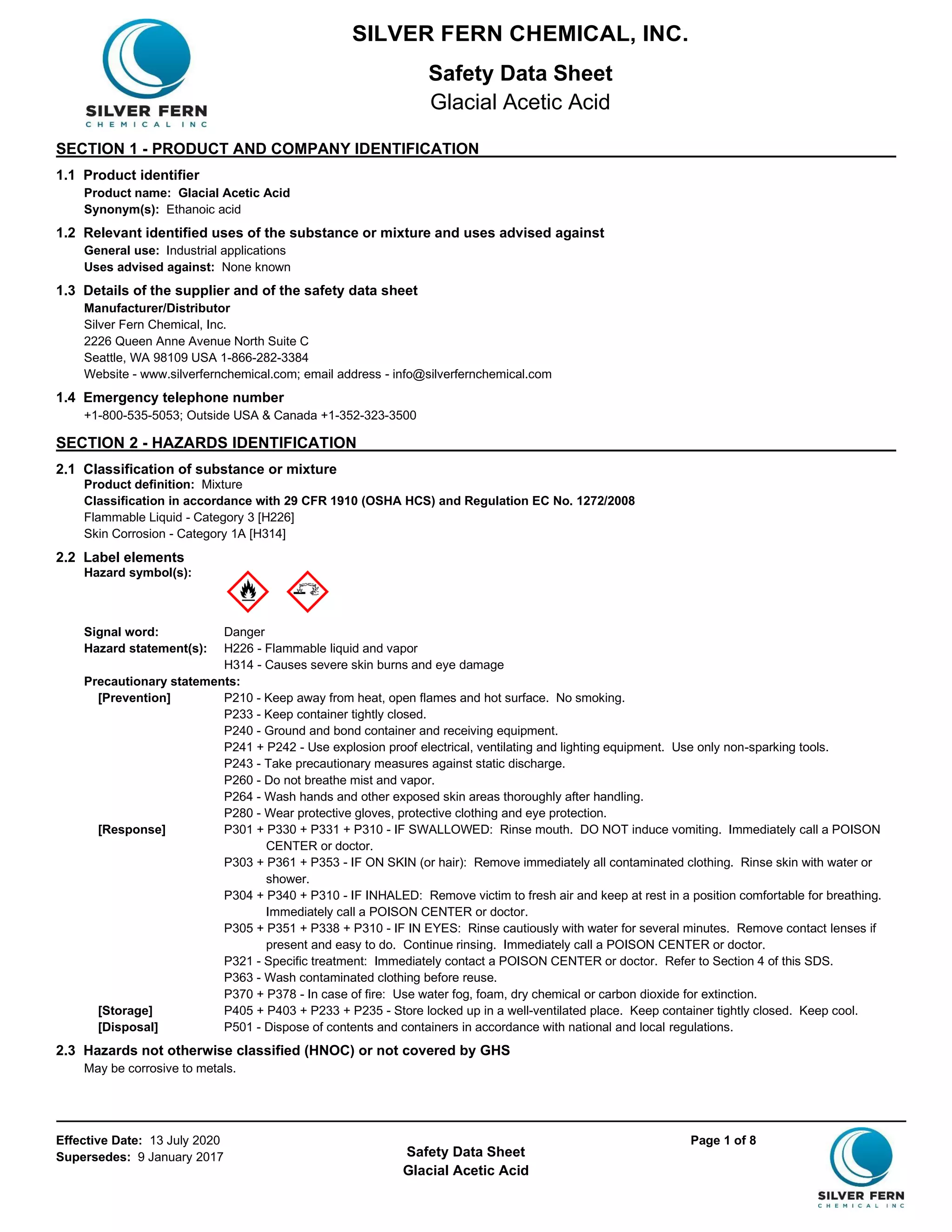 Buy customized variations of Acetic Acid Sds | PDF