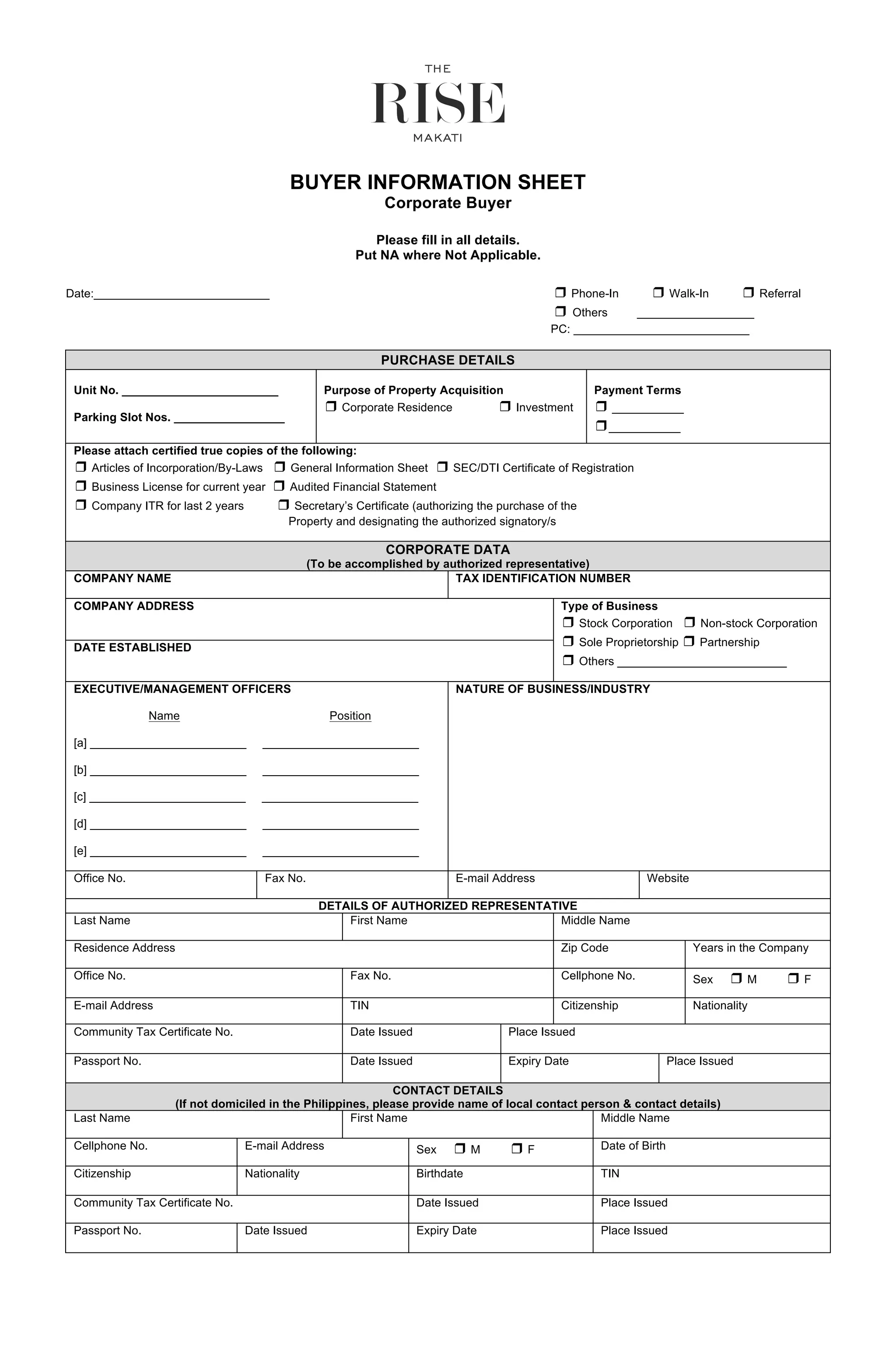 Buyer information corporate buyer | PDF