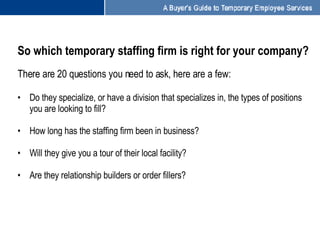 Buyers Guide To Temporary Employee Services | PPT