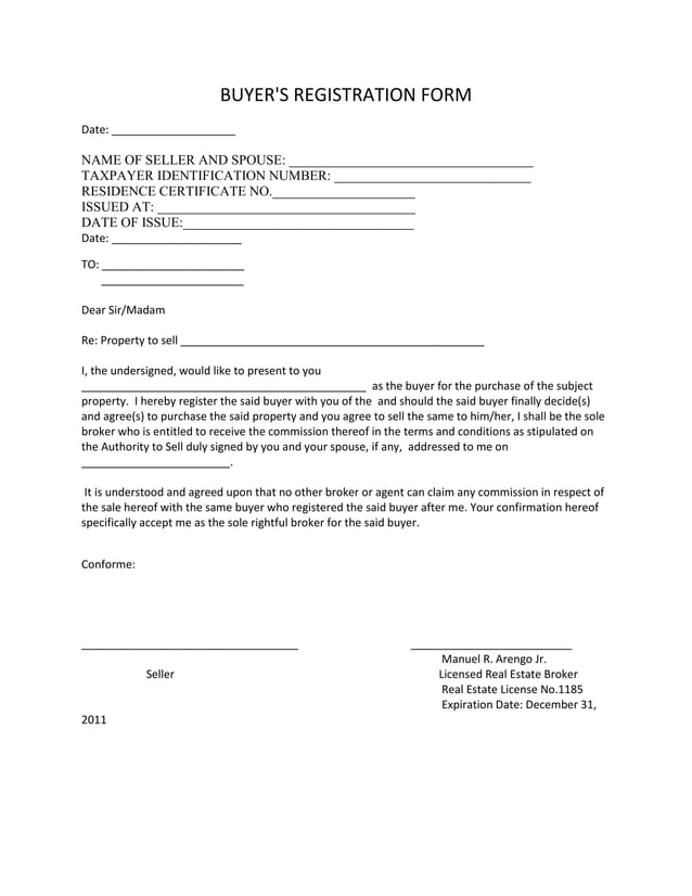 Buyer's registration form | DOCX