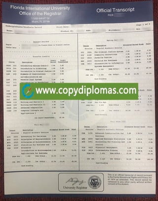 buy fake certificate, Florida International University transcript | PDF