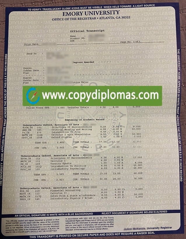 buy fake transcript, Emory University transcript | PDF
