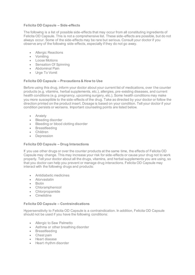 Buy felicita od capsule | DOCX | Blood Disorders | Diseases and Conditions