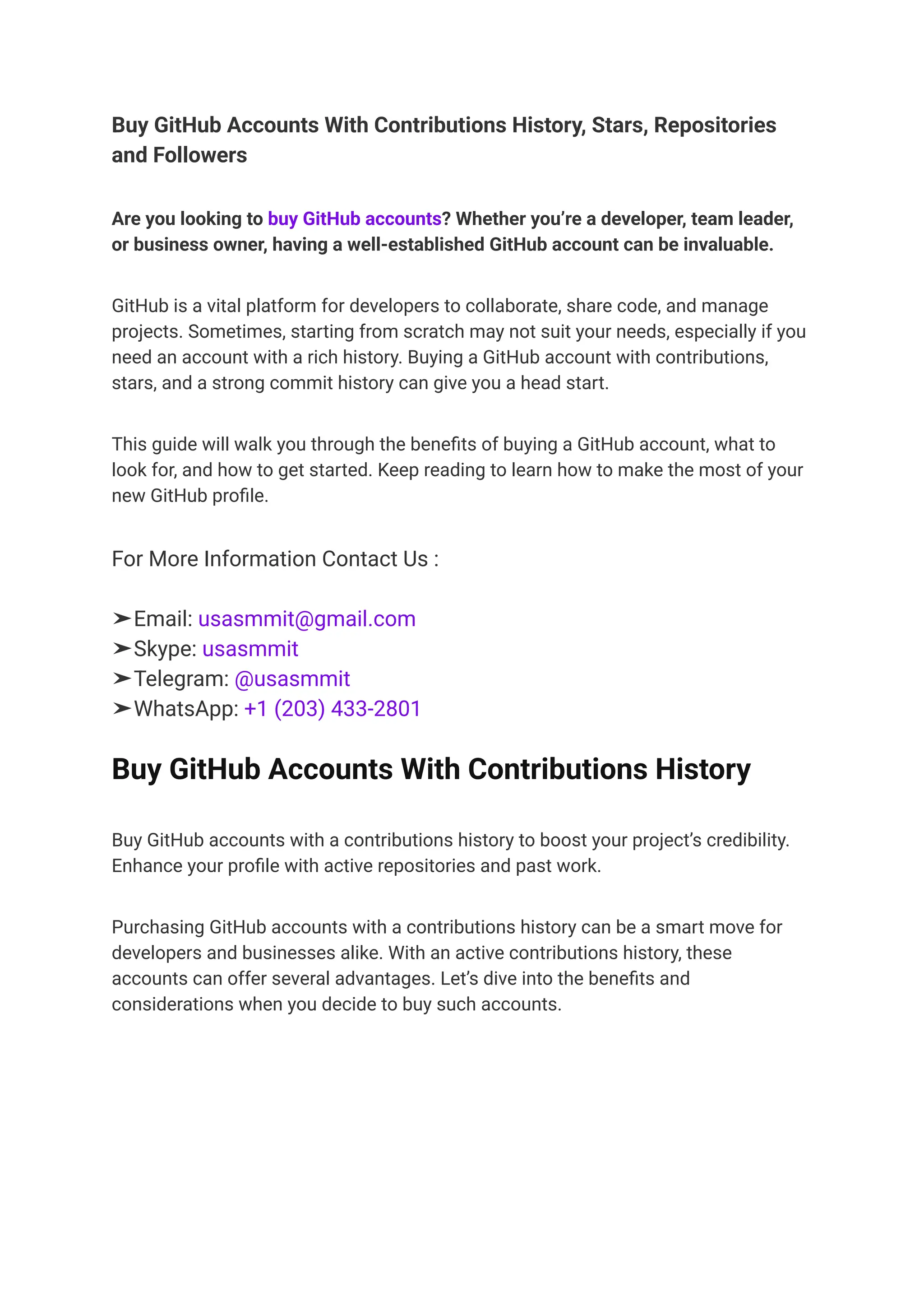 Buy GitHub Accounts With Contributions History, Stars, Repositories and Followers.pdf