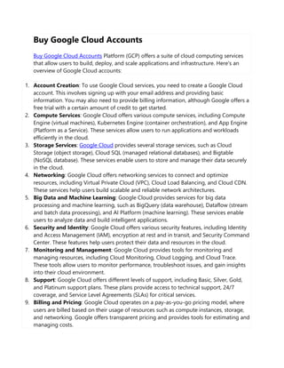 Buy Google Cloud Accounts Buy Google Cloud Accounts | PDF