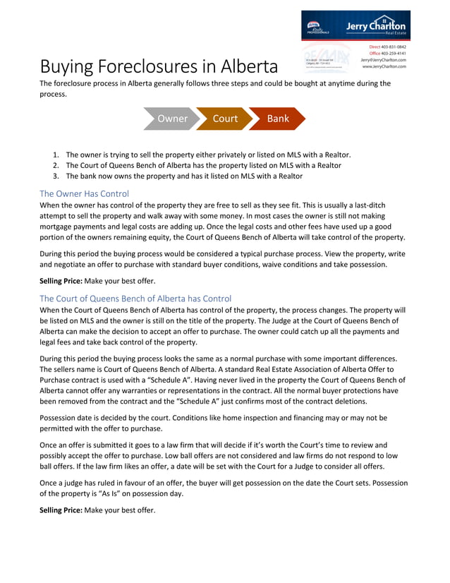 Buying Foreclosures in Alberta | PDF