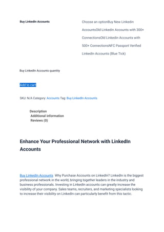 Enhance Your Professional Network with LinkedIn Accounts | PDF