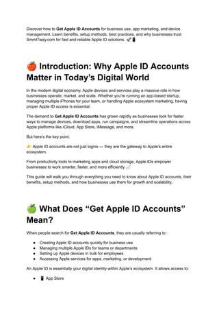 Buy Old Apple IDs from SmmITway.com a Top-Rated Provider.pdf