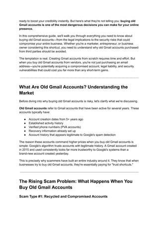 Buy Old Gmail Accounts: Complete Guide to Risks, Scams, and Legal ...