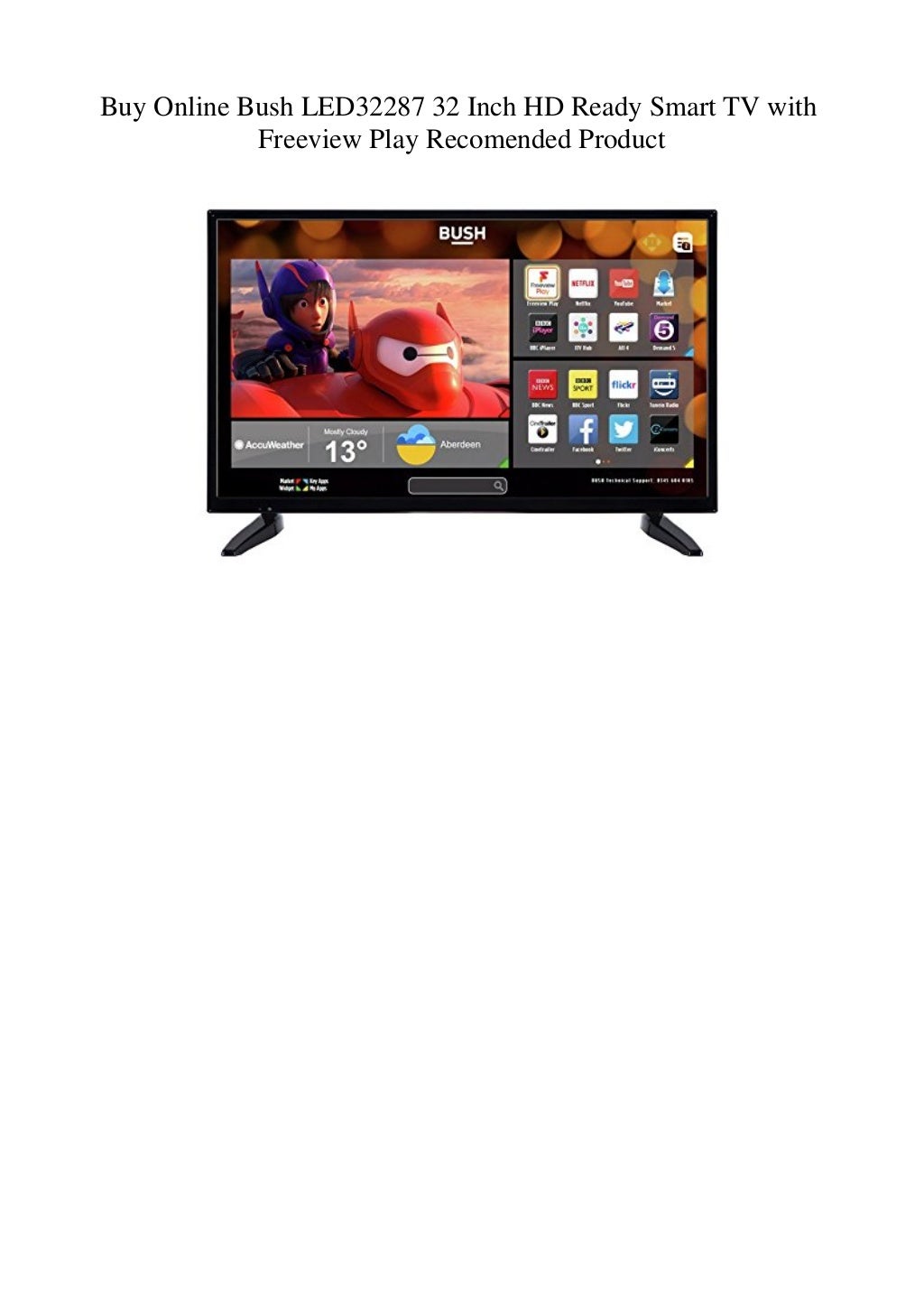 Buy Online Bush LED32287 32 Inch HD Ready Smart TV with Freeview Play ...