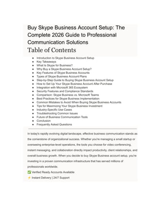 Complete 2026 Guide to Buying and Setting Up Skype Business Accounts ...