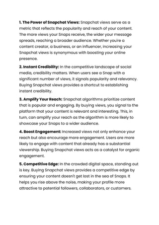 Buy Snapchat Views and Boost Your Snap Visibility | PDF