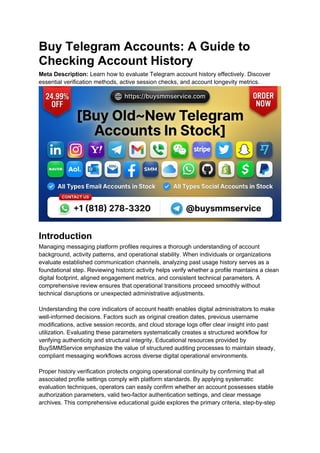 Buy Telegram Accounts_ A Guide to Checking Account History | DOCX