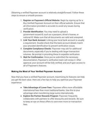 Buy Verified Payoneer Accounts - US, UK, CA, Na, AUS Any Countries ...