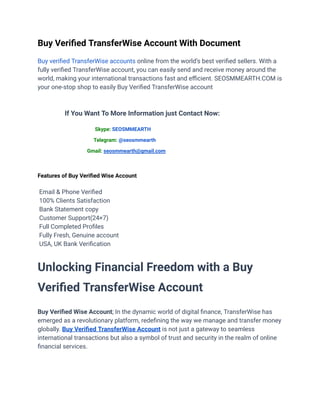 The Ultimate Guide to Help You Buy Verified TransferWise Account | PDF