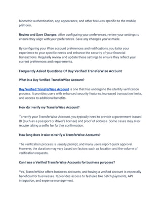 The A - Z Guide Of Buy Verified TransferWise Accounts | PDF