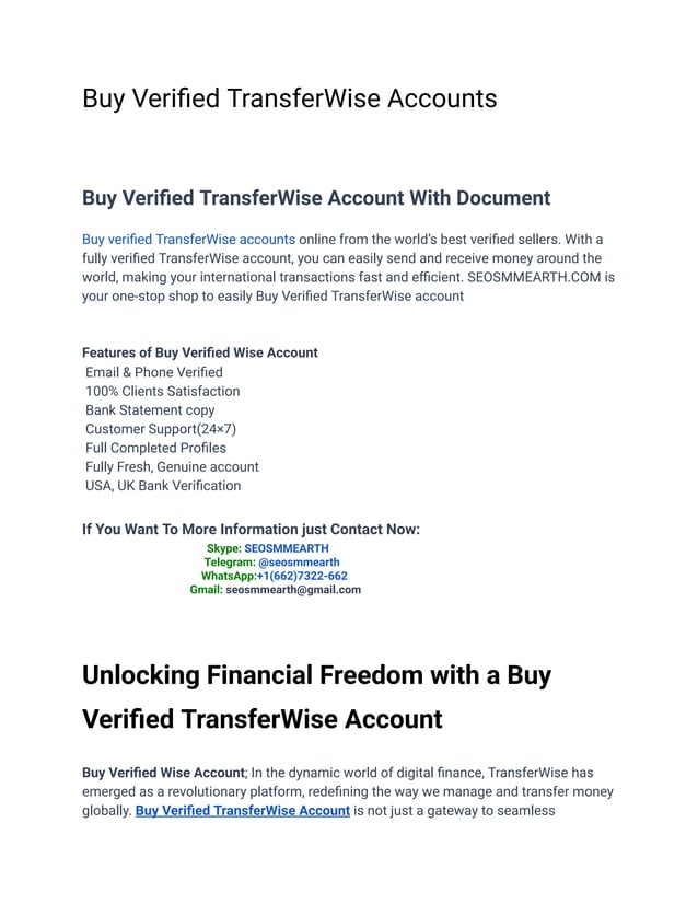 The 5 Best Alternatives to Buy Verified TransferWise Accounts | PDF