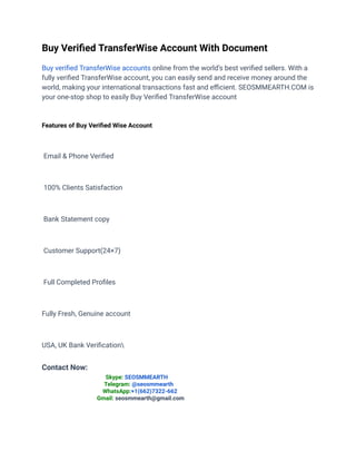 In The World To Buy Verified TransferWise Accounts | PDF