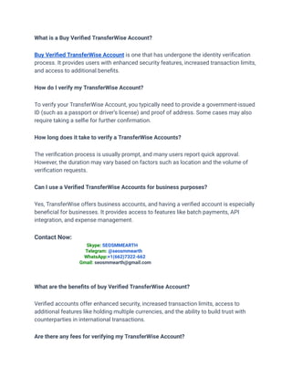 In The World To Buy Verified TransferWise Accounts | PDF