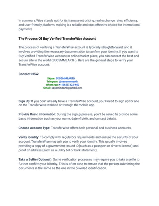 How do I quickly Buy Verified TransferWise Account? | PDF
