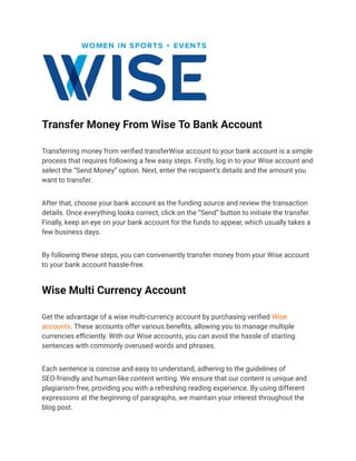 Buy Verified Wise Accoun | PDF