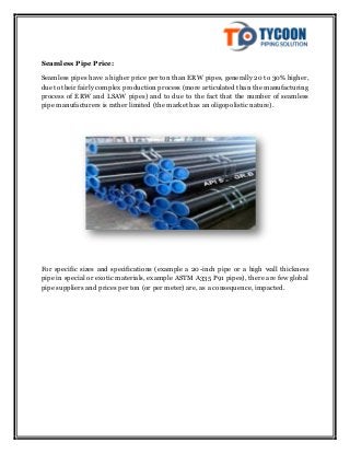 Buy your API 5L Seamless Pipe from Tycoon Piping