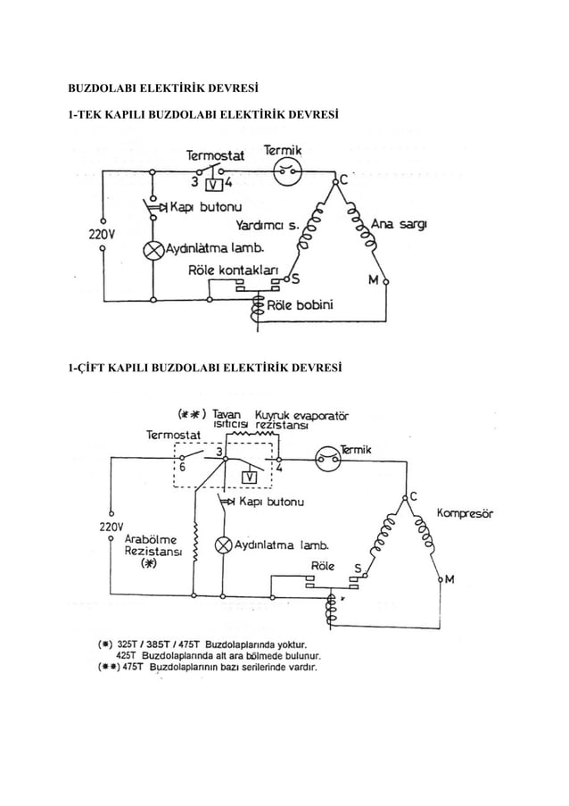 Buzdolabının Elektrik Devresi ve Kullanılan Elemanlar | DOC