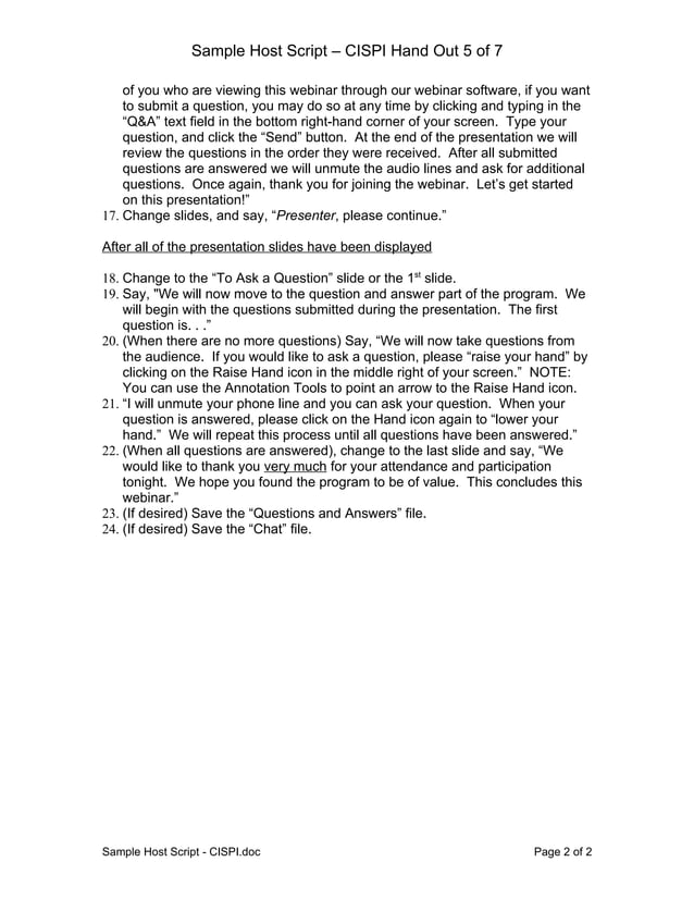 Buzinski 5 Sample Host Script | PDF