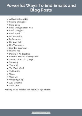 Powerful Ways To End Emails and Blog Posts | PDF