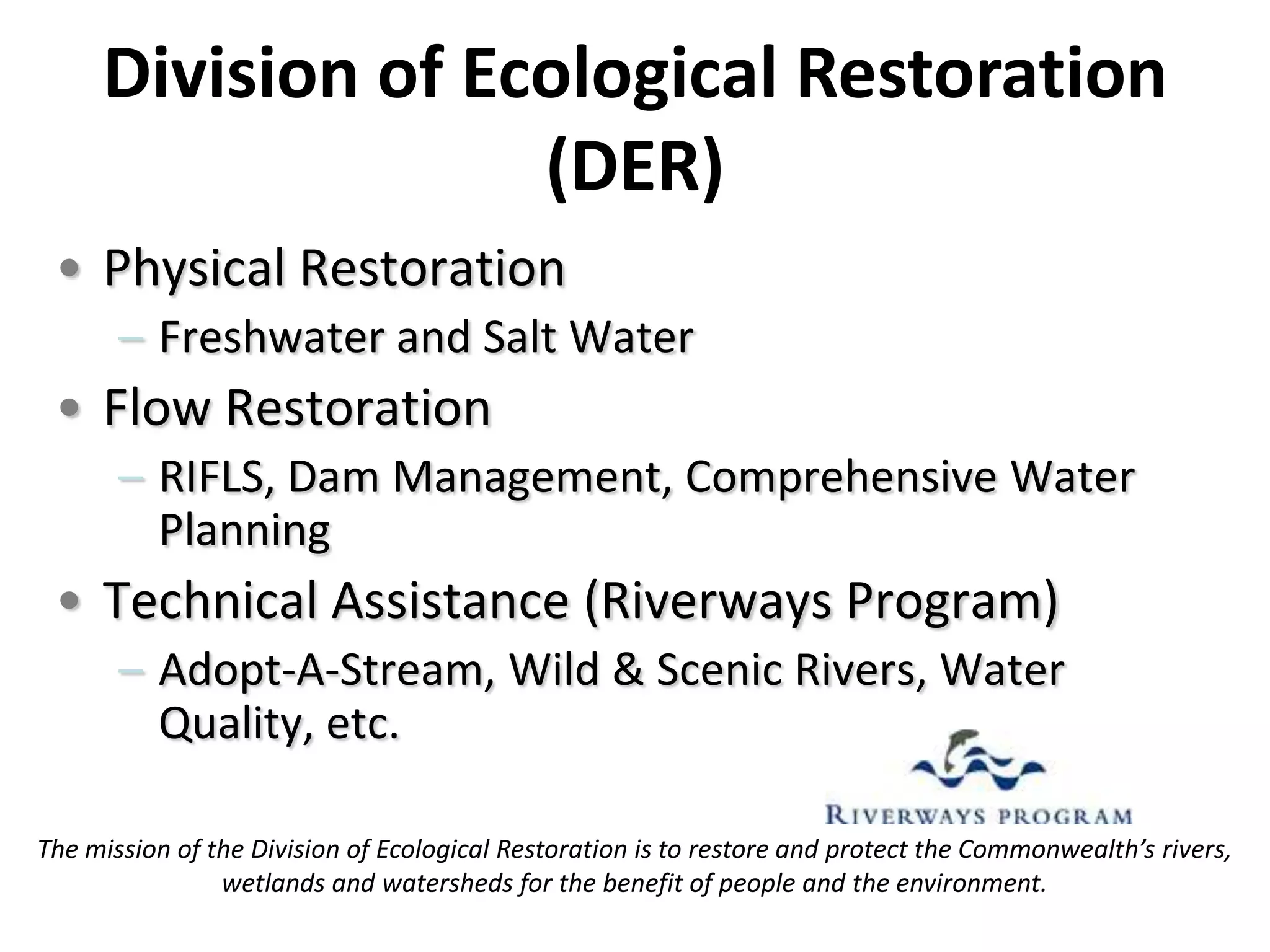 Aquatic Ecosystem Restoration in Massachusetts | PPT