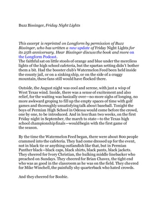 Buzz bissinger friday night lights | DOCX
