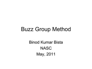 Buzz group method (ppp) | PPT