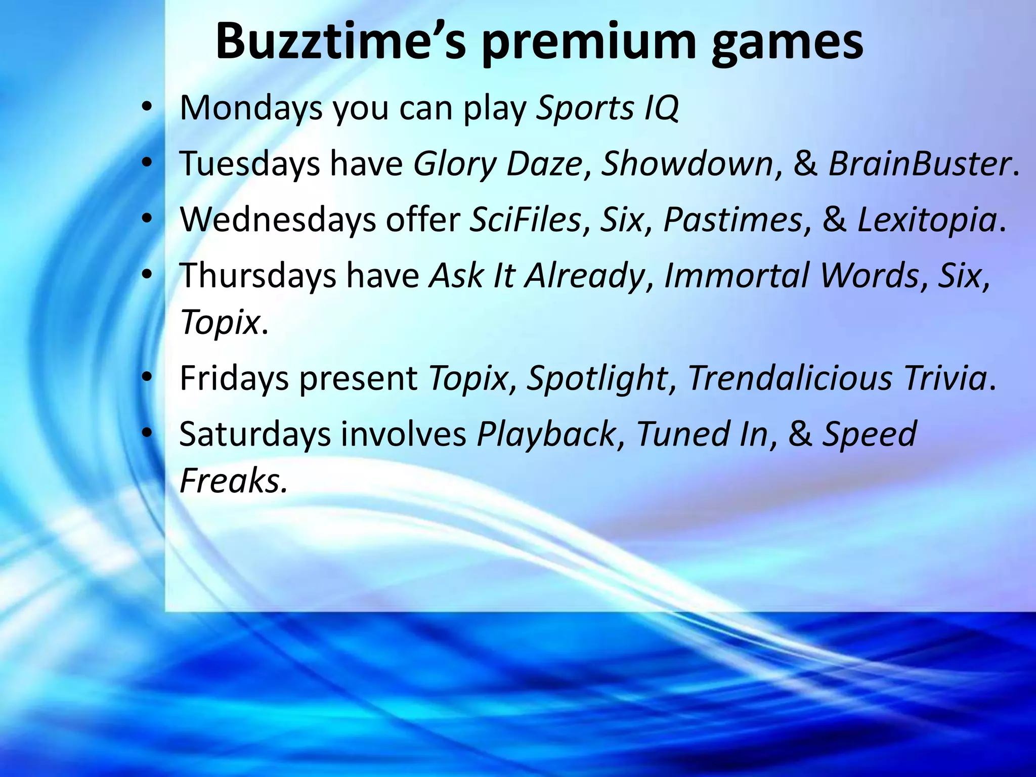 Buzztime trivia | PPTX