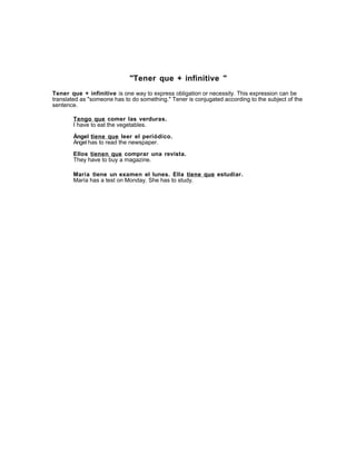 tener and tener que - notes | DOC