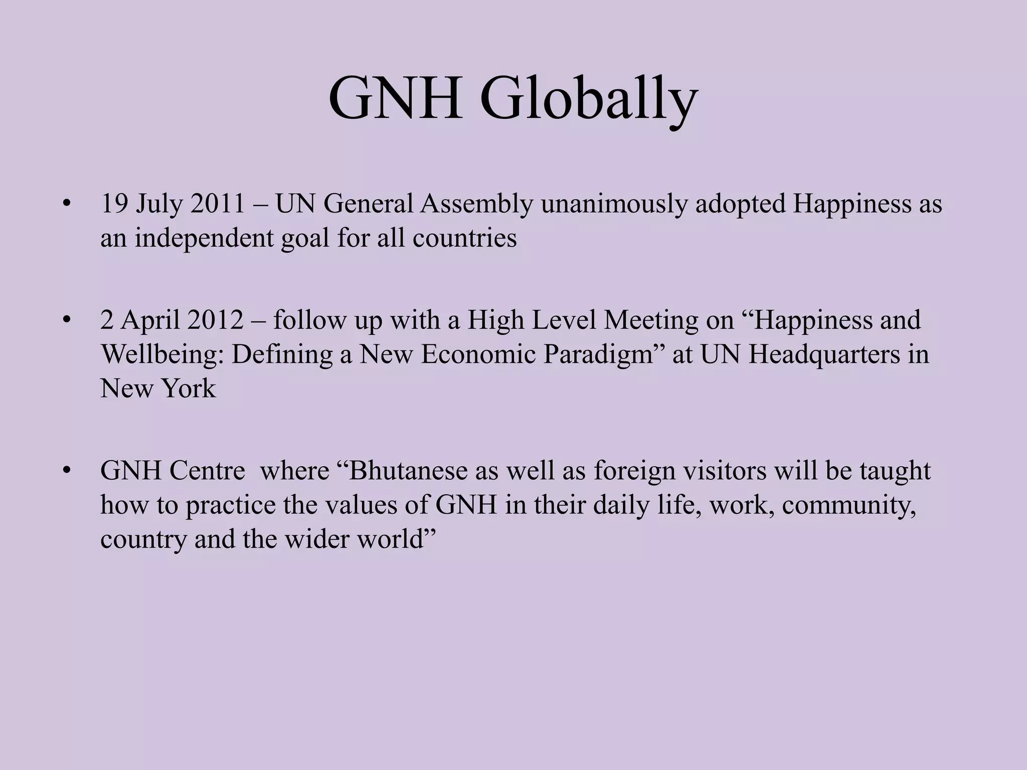 Gross National Happiness (GNH) in Bhutan | PPTX