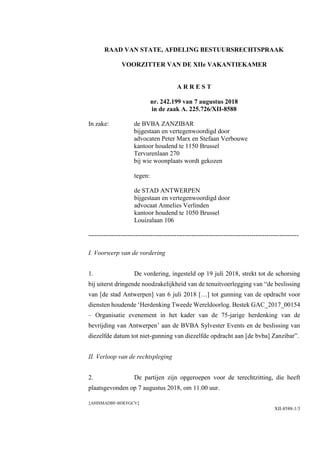 BVBA ZANZIBAR verliest geding tegen stad Antwerpen | PDF