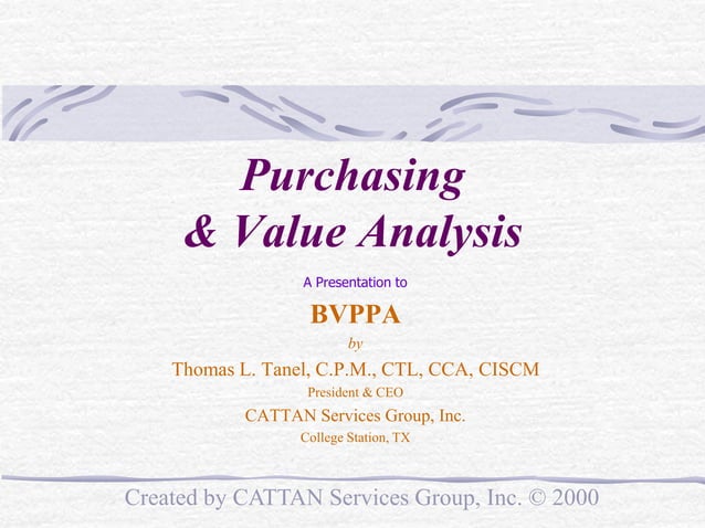 Purchasing & Value Analysis | PPTX