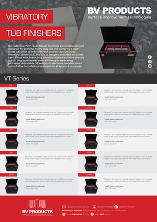 BV PRODUCTS VIBRATORY FINISHING SYSTEMS FOR DEBURRING AND FINISHING | PDF