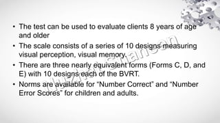 Benton Visual Retention Test BVRT Scoring of BVRT and Interpretations ...