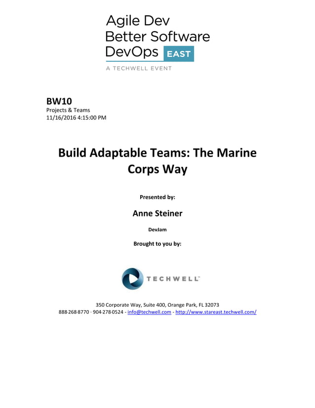 Build Adaptable Teams: The Marine Corps Way | PDF