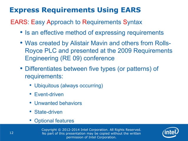 EARS: The Easy Approach to Requirements Syntax | PPTX