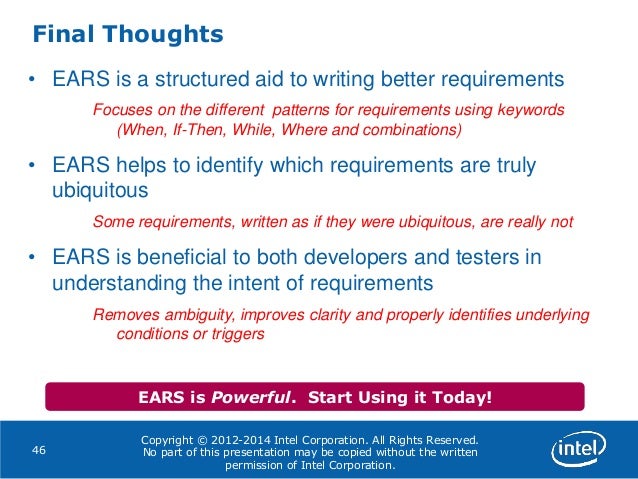 EARS: The Easy Approach to Requirements Syntax